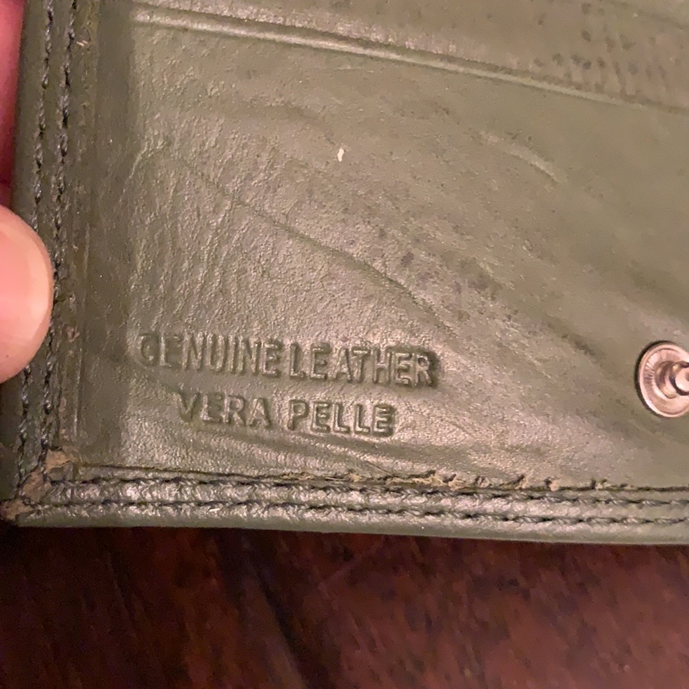 Vera Pelle Green Leather Trifold Wallet With Coin Pou… - Gem